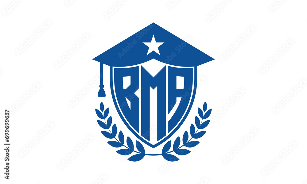BMA three letter iconic academic logo design vector template. monogram ...