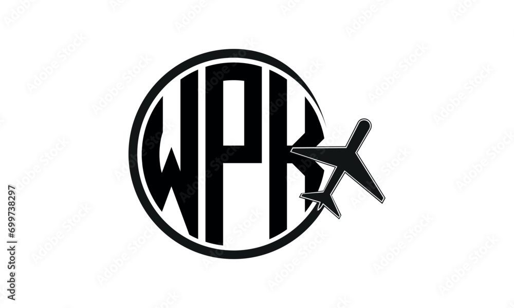 WPK three initial letter circle tour & travel agency logo design vector template. hajj umrah ...