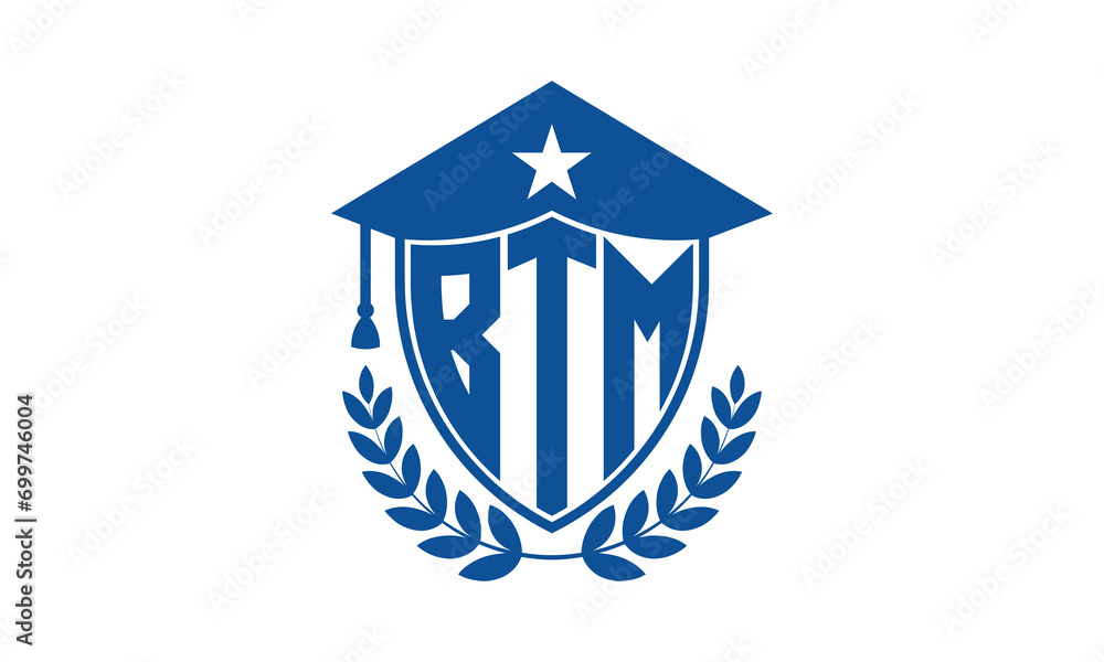 BTM three letter iconic academic logo design vector template. monogram, abstract, school ...