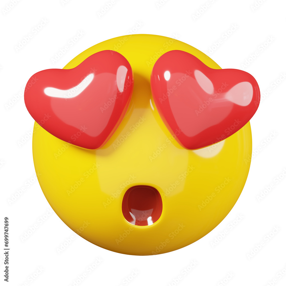 Cute Emoji Face with Red Heart-Eyes, Love Emoticon isolated. Emoji icon ...