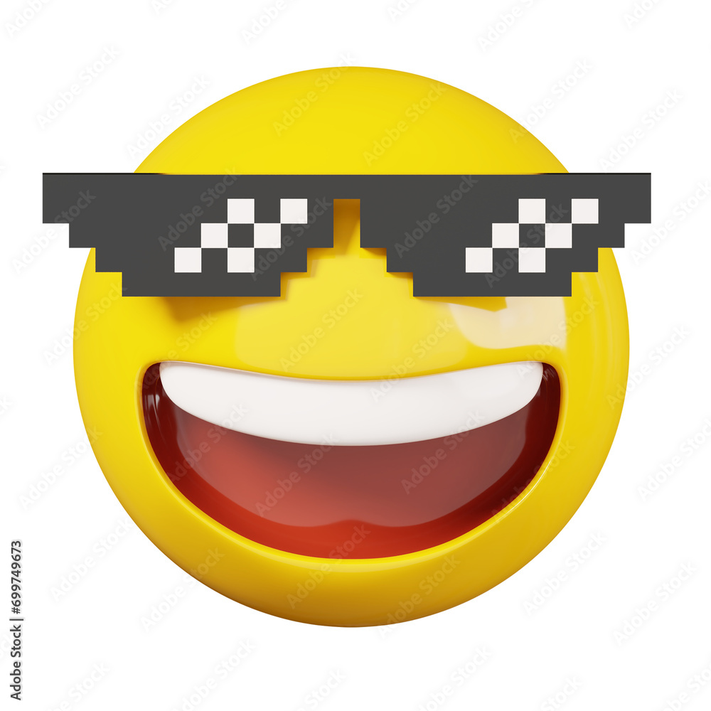 Pixelated sunglasses, Thug Life emoticon isolated. Emoji icon and ...