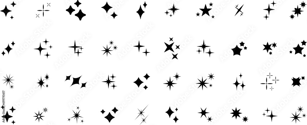 Set of sparkles star icons.Rating star .Bright vector stars.Flash,shine ...