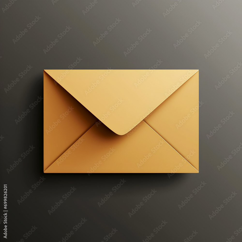 3D golden email icon, luxury design on dark background. Premium email ...