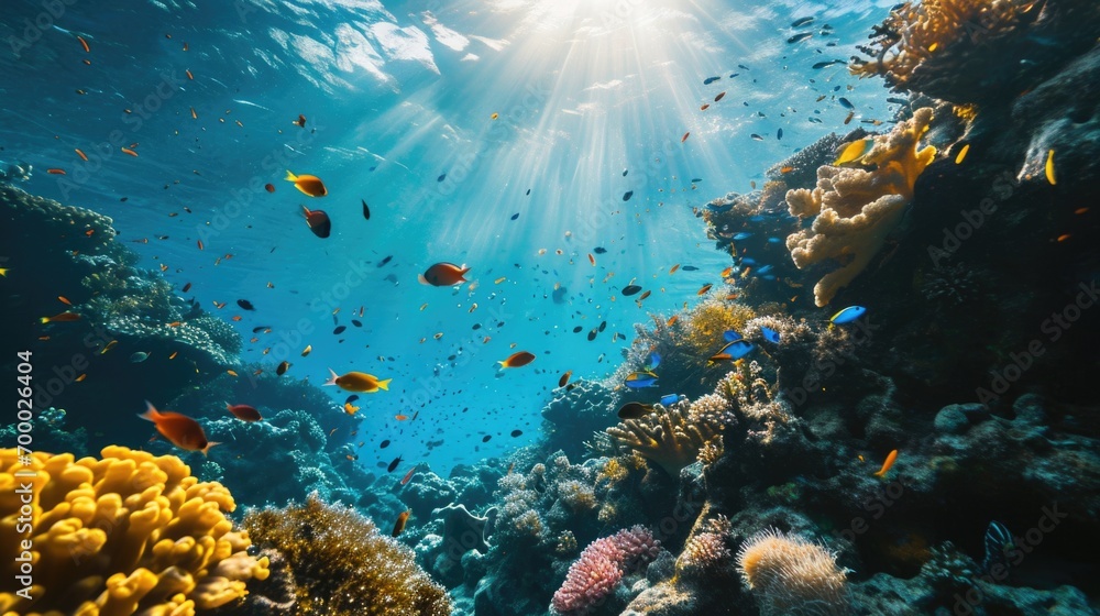 Beautiful underwater scenery with various types Stock Photo | Adobe Stock