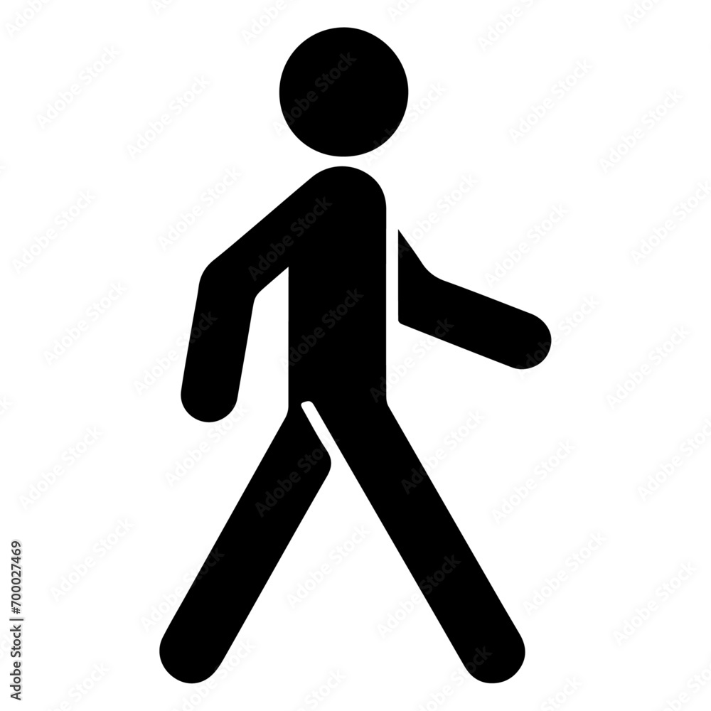 minimal Stick Figure character walking vector silhouette, black color ...