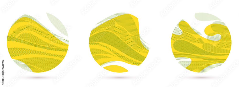 Abstract oriental Japanese art vector backgrounds set in yellow color ...