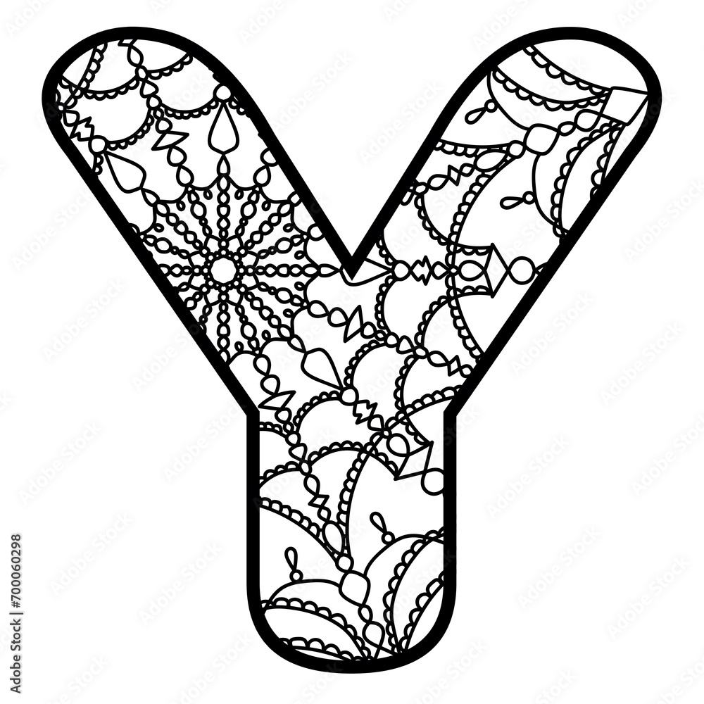 Zentangle mandala stylized ABC English language alphabet for coloring ...
