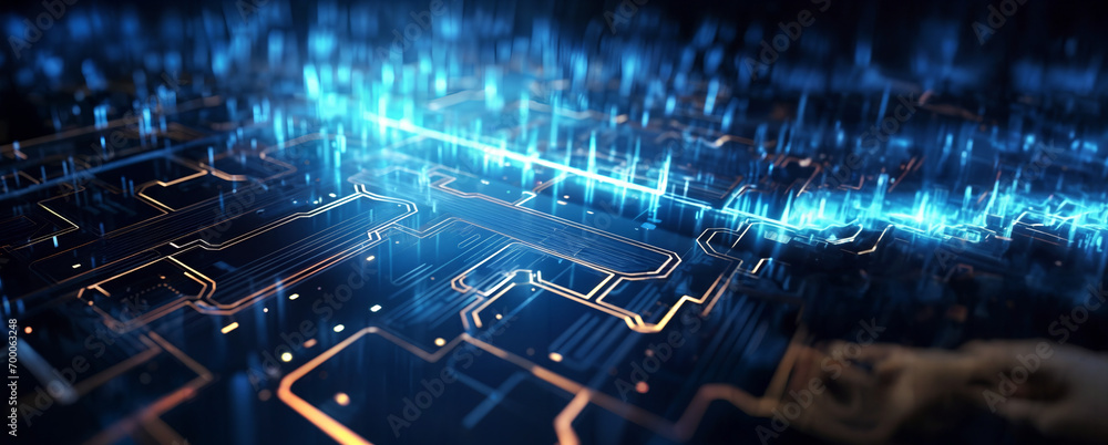 Advanced Technology Concept Visualization: Circuit Board CPU Processor Microchip Starting ...