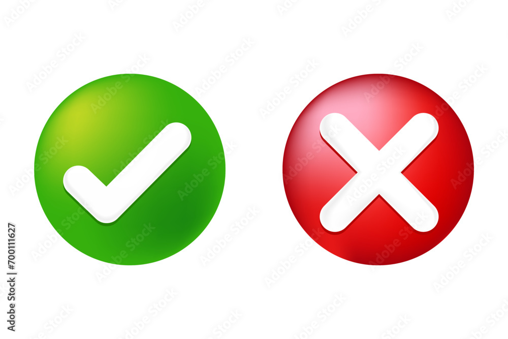 Checklist marks on white background check mark and cross symbols Stock ...