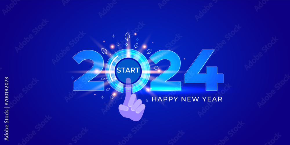 Vector illustration of 2024 new year futuristic, modern green ...