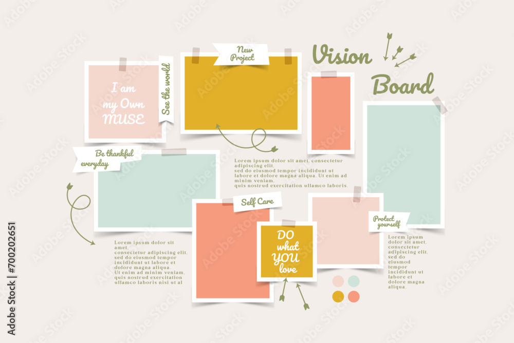 Vector photo collage template moodboard pictures grids vector ...