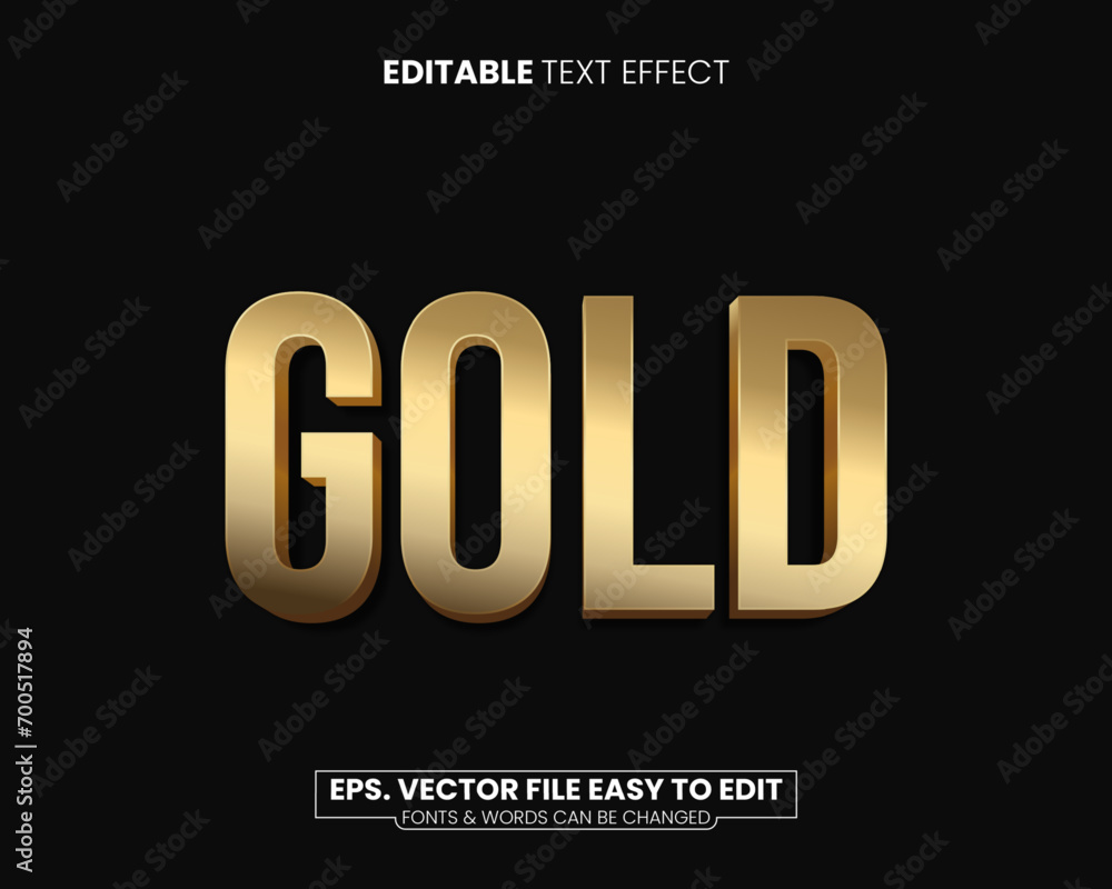 3D gold text effect Stock Vector | Adobe Stock