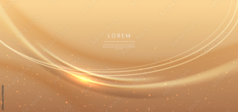 Abstract gold curved background with lighting effect and sparkle with ...
