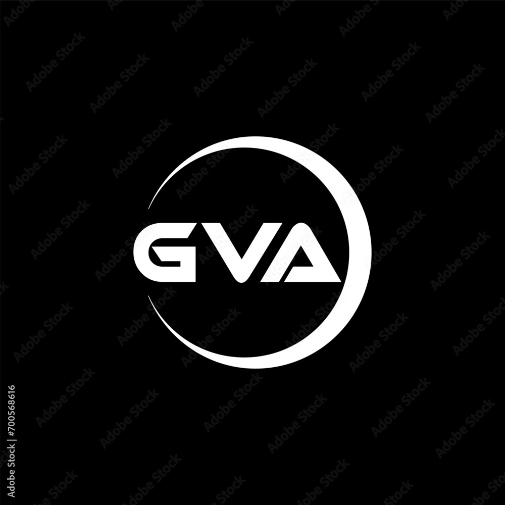 GVA letter logo design with black background in illustrator, cube logo ...
