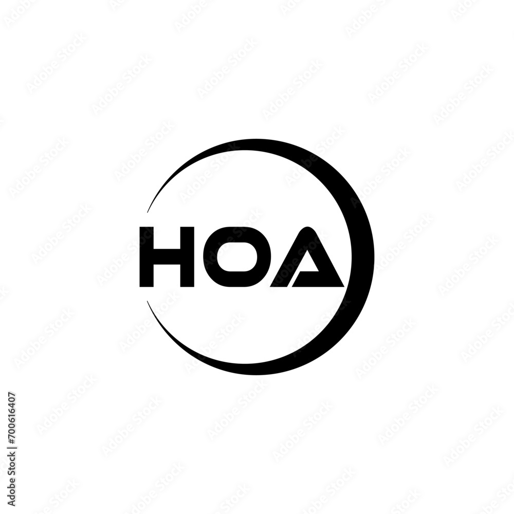 HOA letter logo design with white background in illustrator, cube logo ...