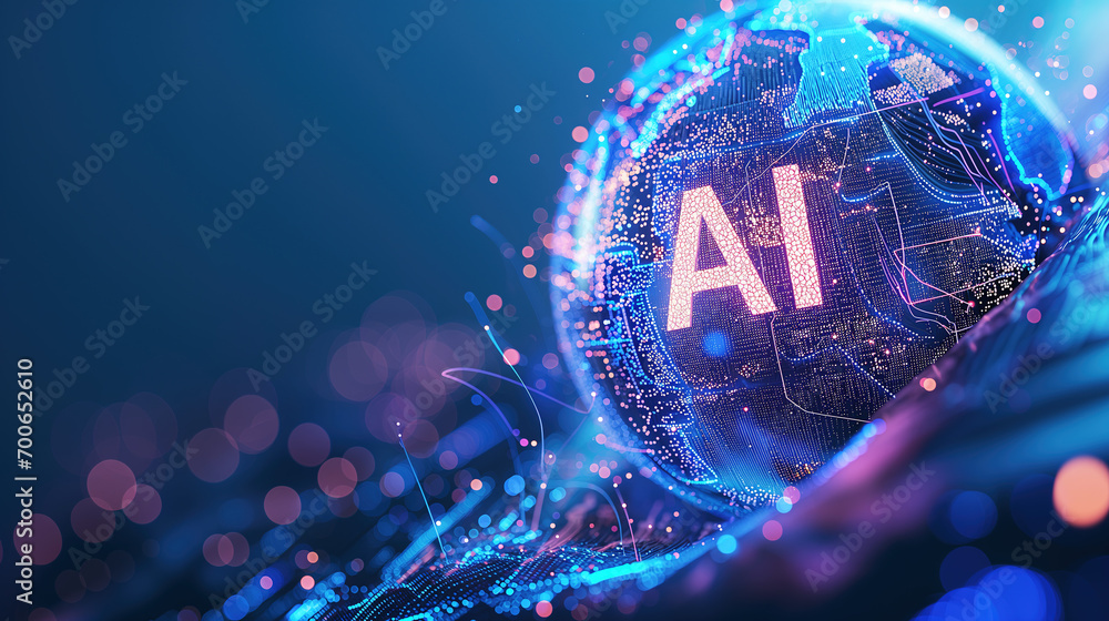 AI Global Network: A Blue Vision of Future Technology Stock Photo ...