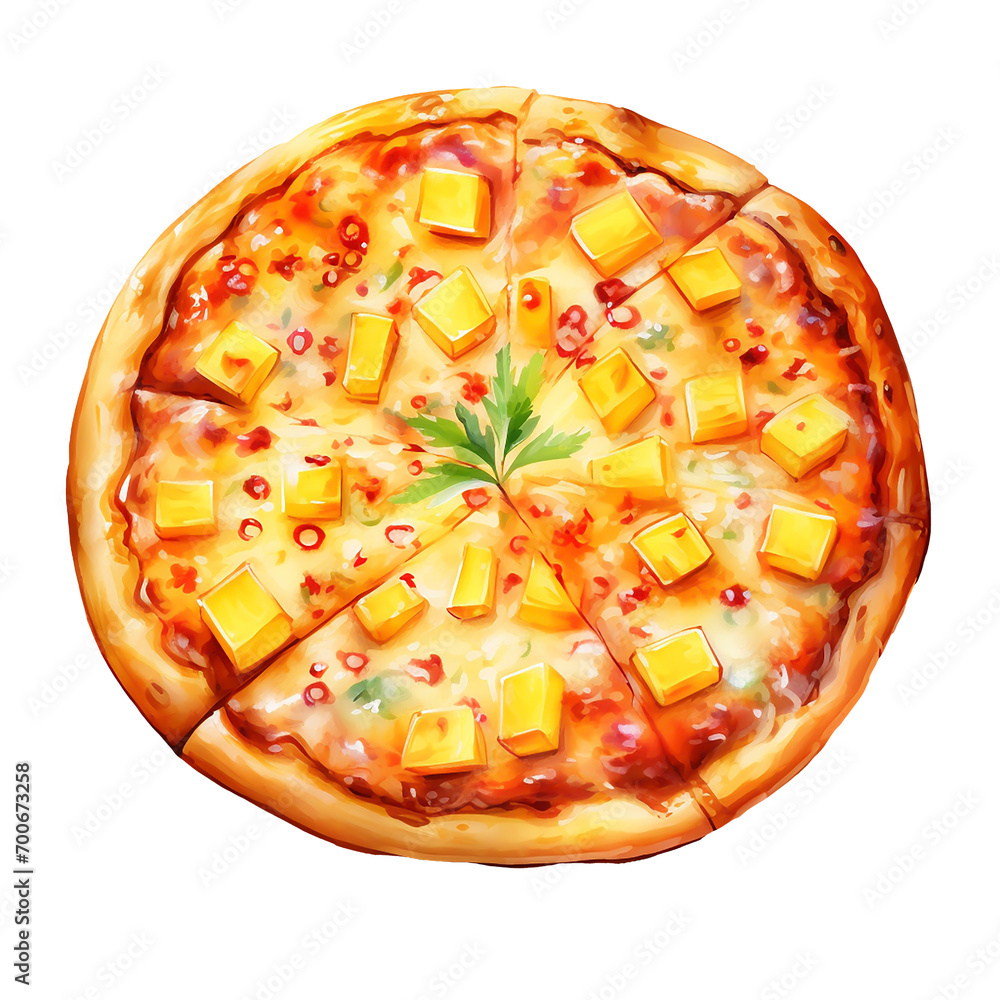 Hawaiian Pinnaple Pizza png isolated on a transparent background ...