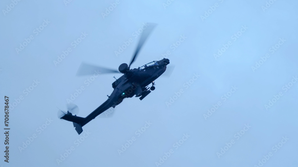 close-up of a British army Boeing Apache Attack helicopter gunship ...