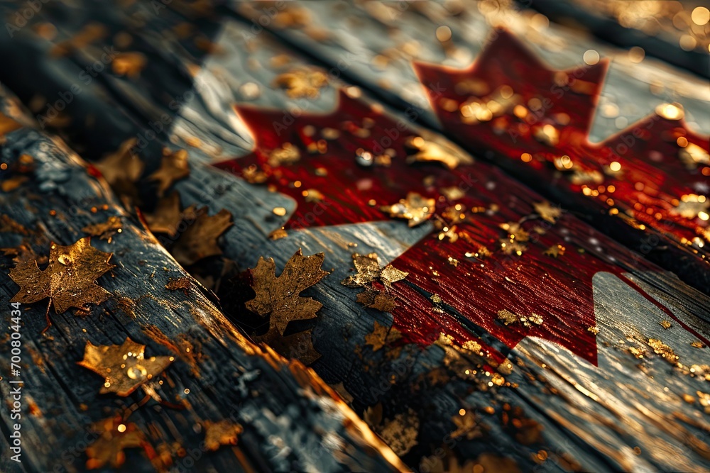 scene dominated by the iconic Maple Leaf, rendered in striking red ...