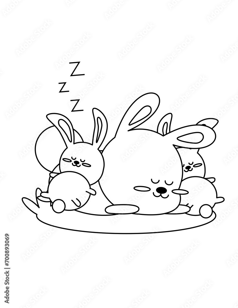 cute an kawaii bunny coloring page for kids Stock Illustration | Adobe ...