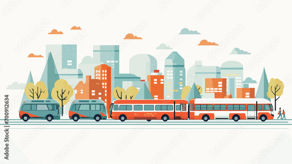 efficiency of public transportation in a vector scene featuring diverse ...