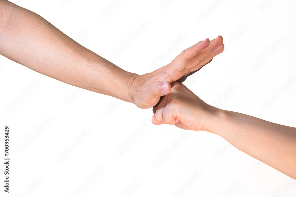 two hand punch on isolated white background Stock Photo | Adobe Stock