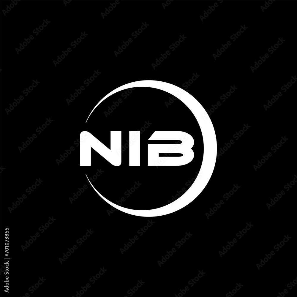 NIB letter logo design with black background in illustrator, cube logo ...