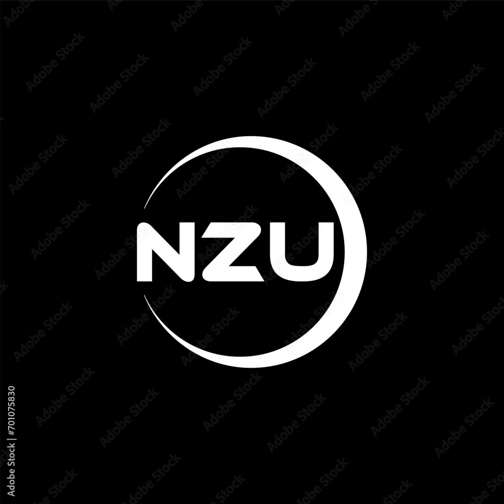 Image vectorielle Stock NZU letter logo design with black background in ...