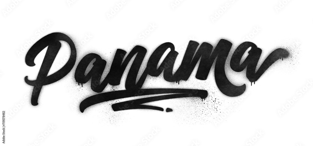 Panama country name written in graffiti-style brush script lettering ...