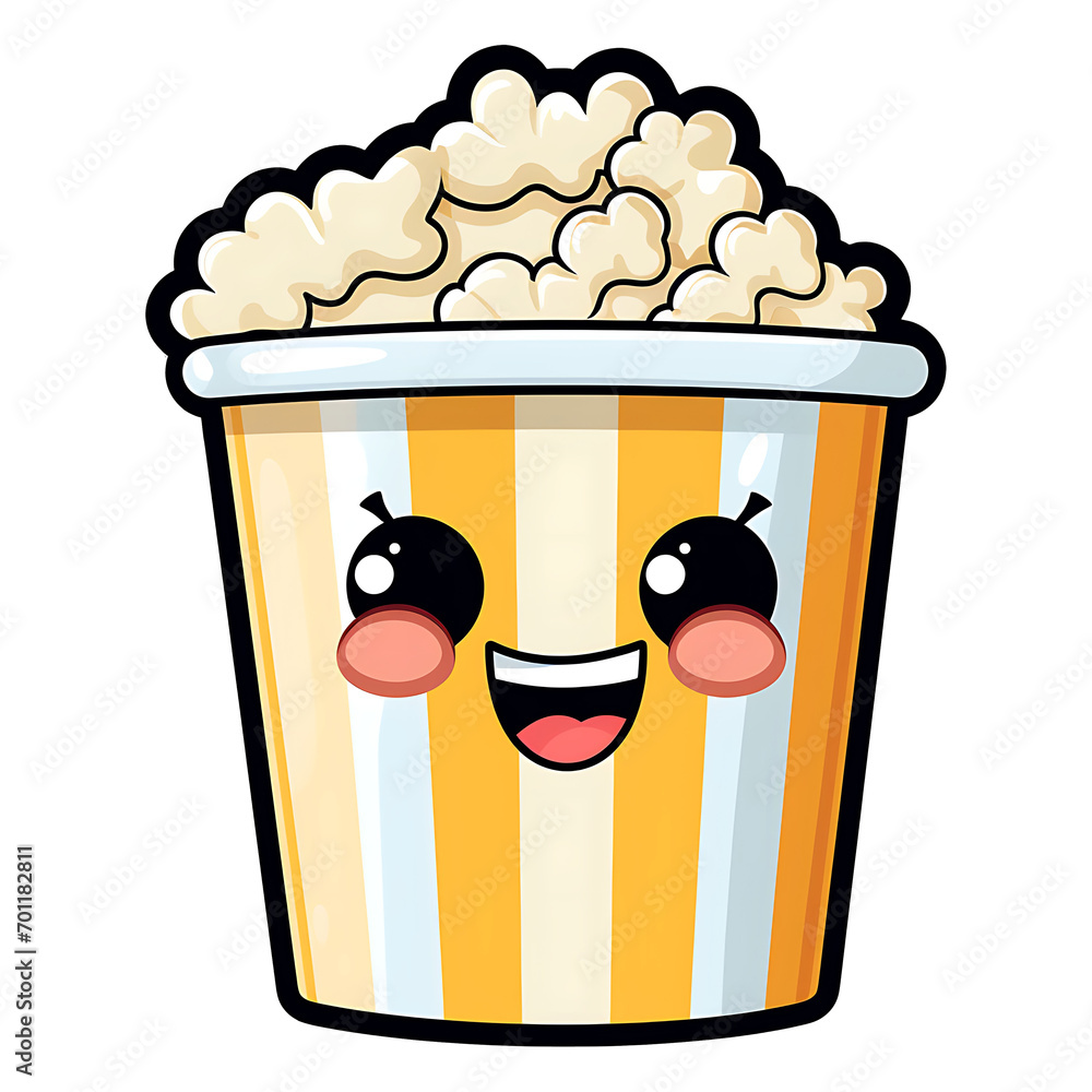 cute kawaii popcorn clipart illustration with transparent background ...