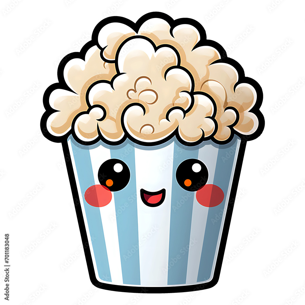 cute kawaii popcorn clipart illustration with transparent background ...