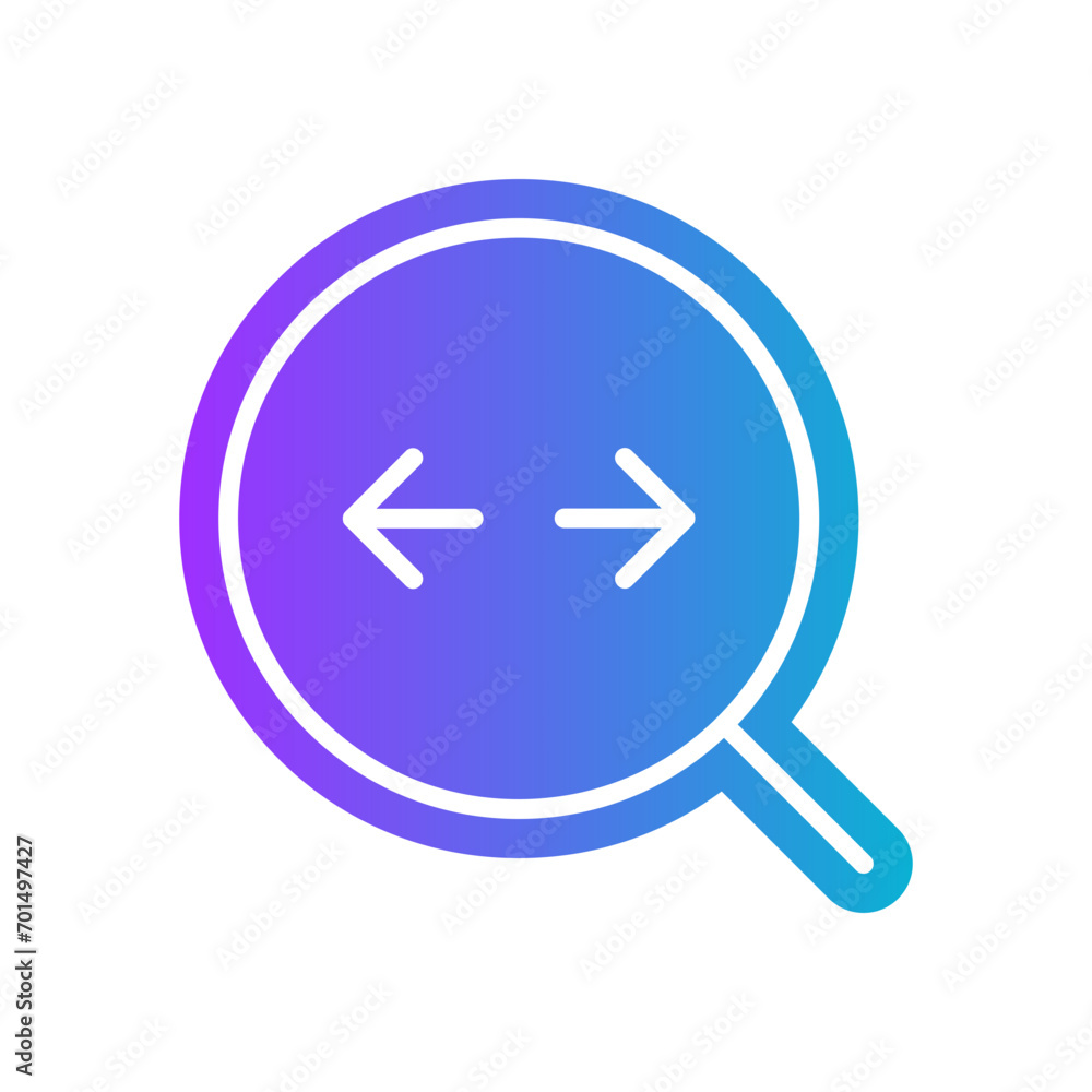gradient icon purple - Magnifying glass with horizontal arrows A ...