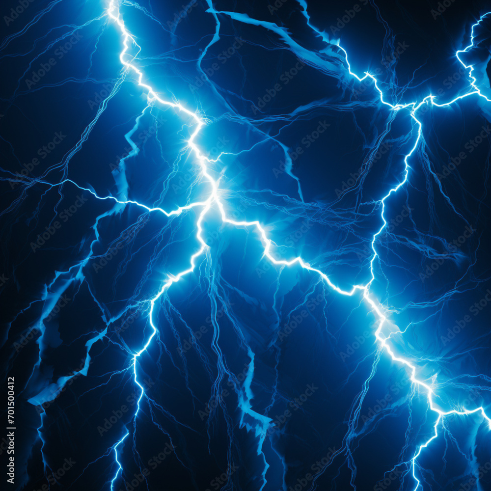 Fondo con detalle de rayos de color azul electrico sobre fondo oscuro ...