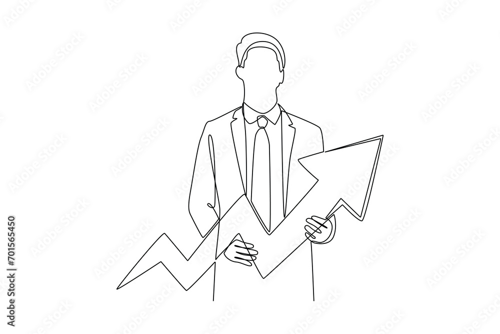 One continuous line drawing of Business performance analysis, benchmark ...