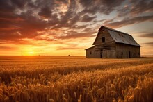Rustic Homestead At Sunset Free Stock Photo - Public Domain Pictures