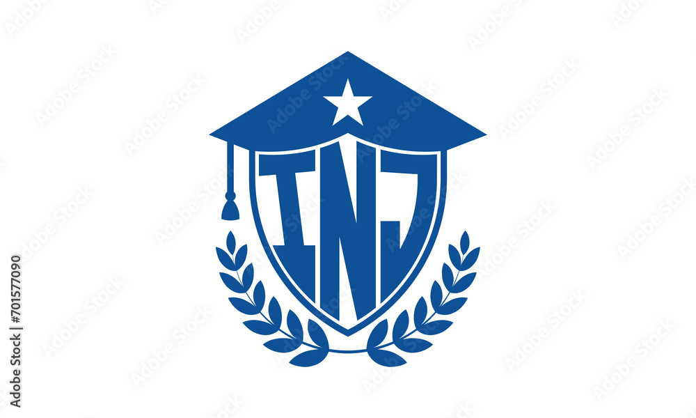 INJ three letter iconic academic logo design vector template. monogram ...