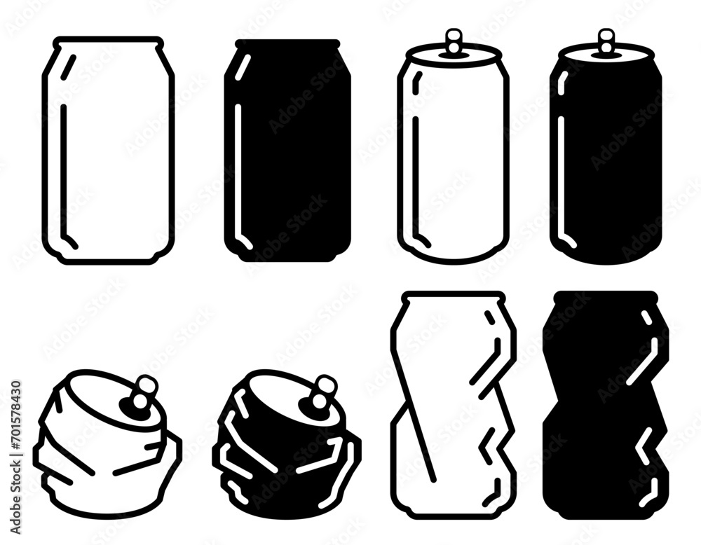 Set soda can icon vector in thin line and flat style with editable ...