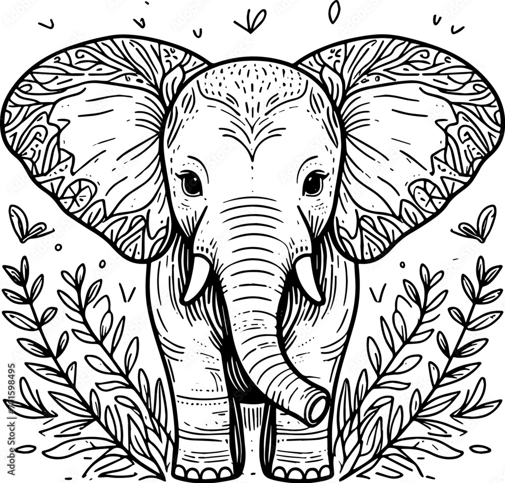 Coloring page Animals Cartoon clipart for kids illustration book Stock ...