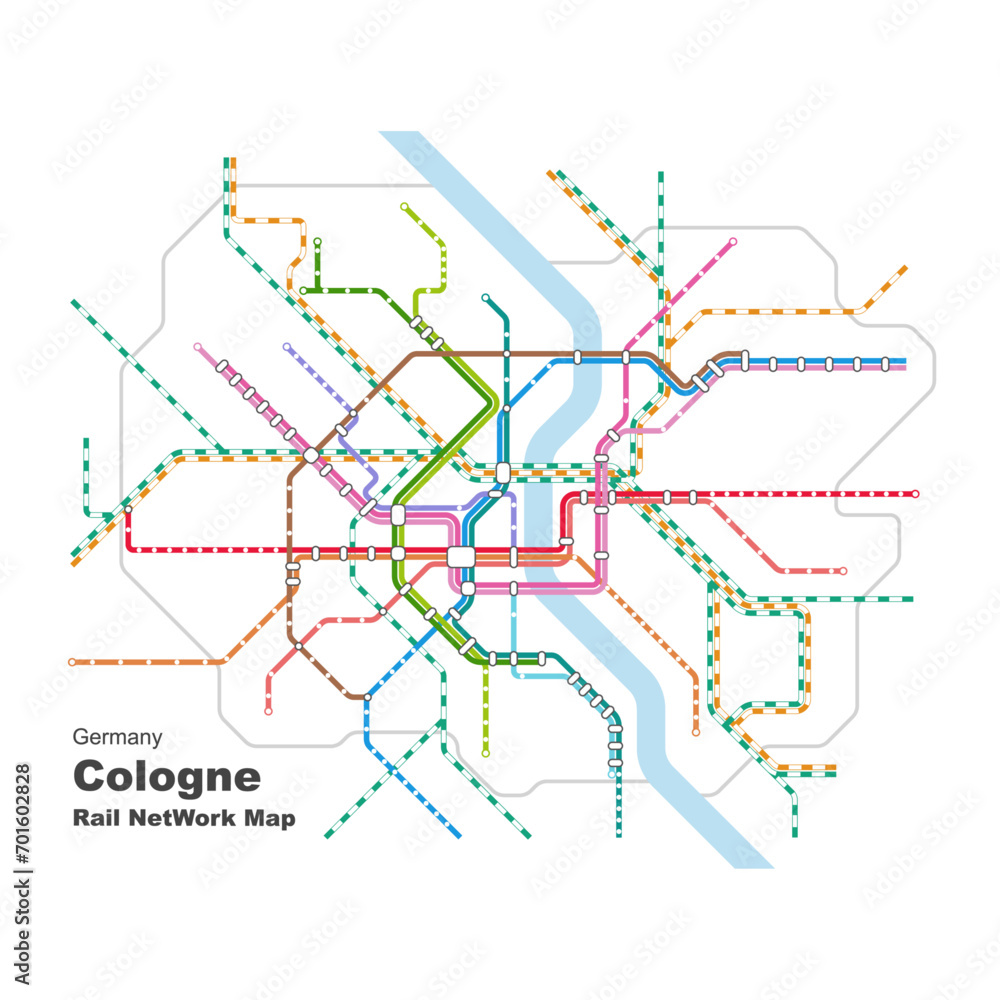 Layered editable vector illustration of Rail Network Map of Cologne ...
