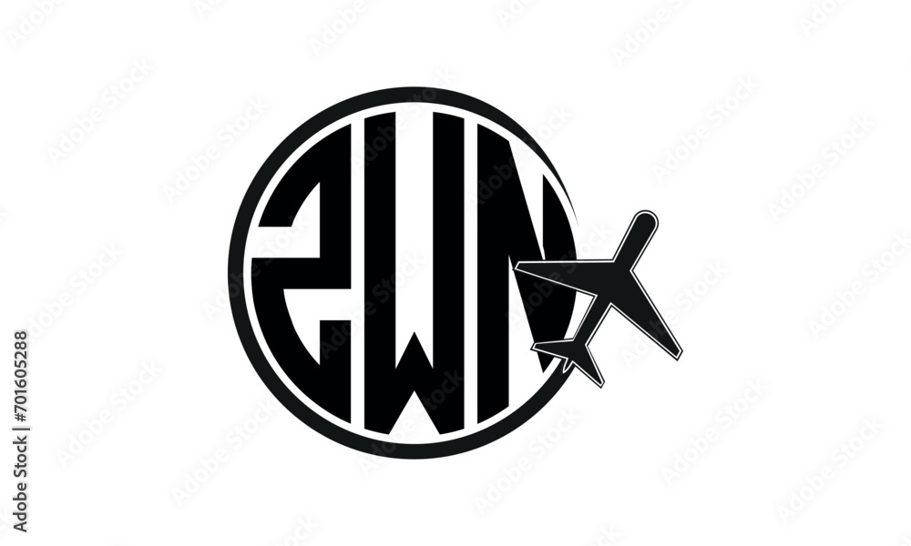 ZWN three initial letter circle tour & travel agency logo design vector ...
