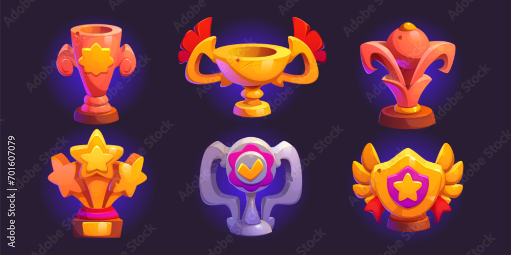 Game award goblet and trophy cup for gui design. Cartoon vector ...