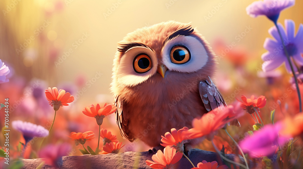 Cartoon cute owl illustration picture Stock Illustration | Adobe Stock
