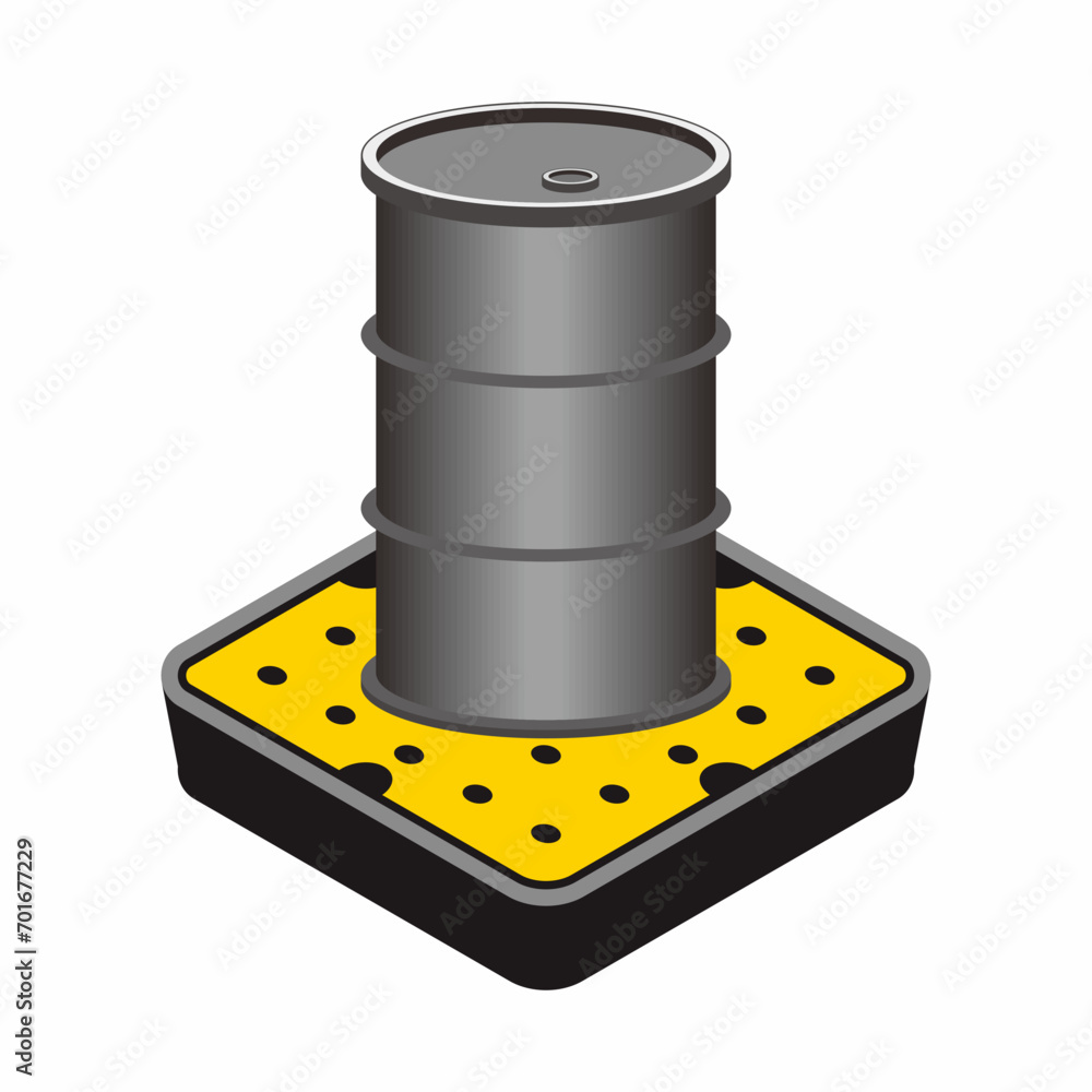 Isometric illustration of chemical container with secondary containment ...