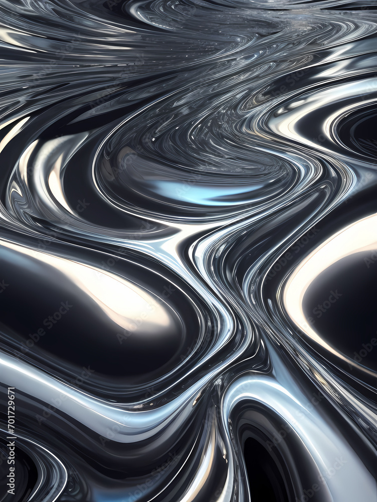 A surreal background that mimics the appearance of liquid mercury or ...