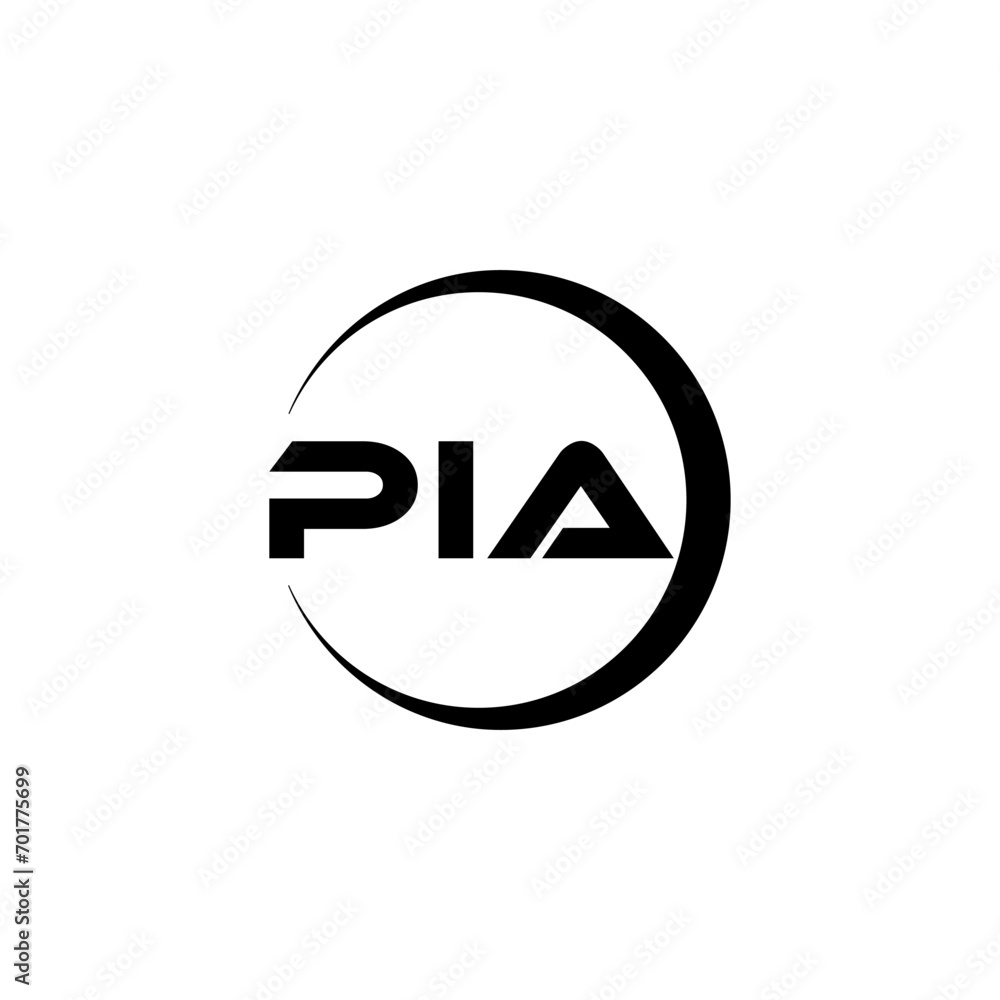 PIA letter logo design with white background in illustrator, cube logo ...