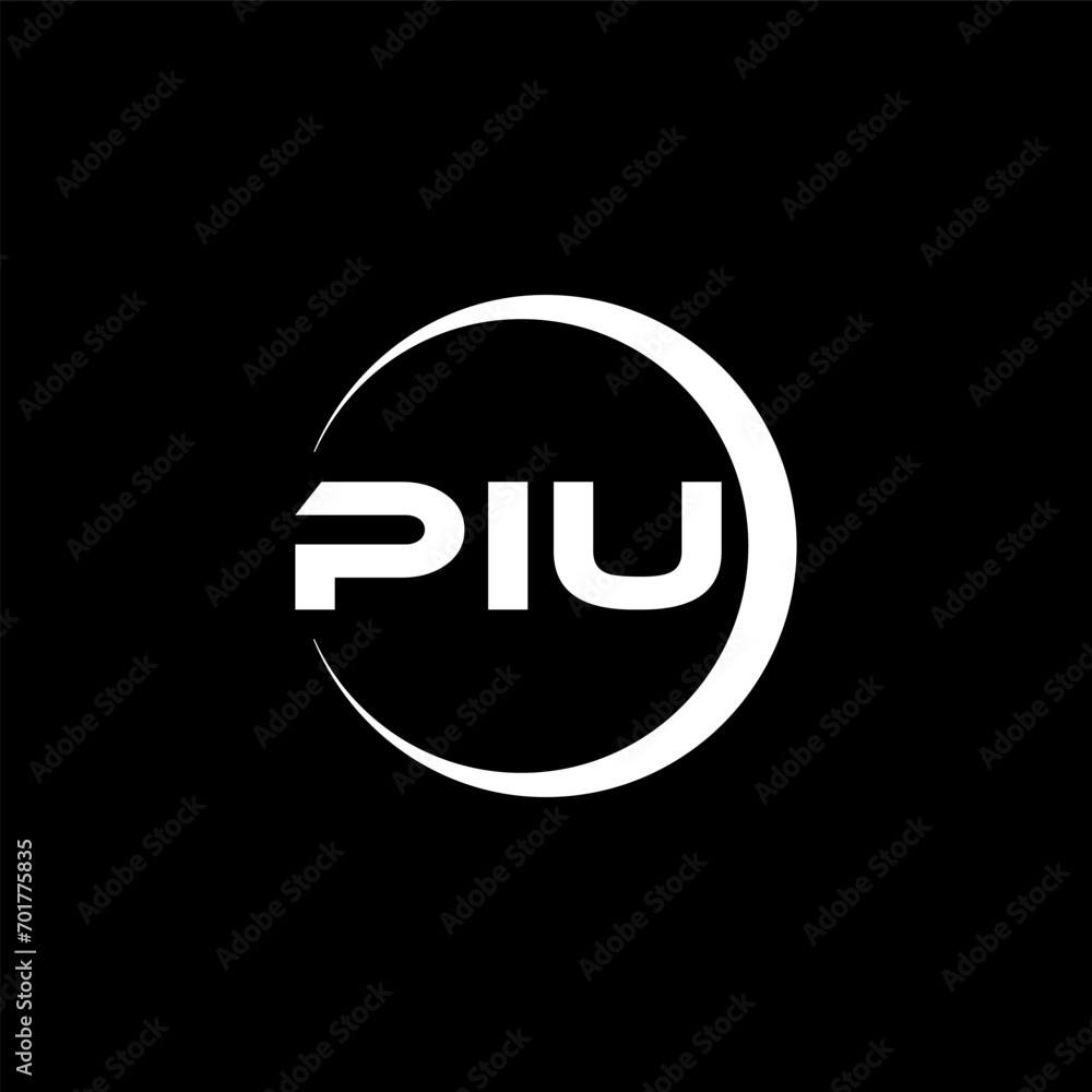 PIU letter logo design with black background in illustrator, cube logo ...