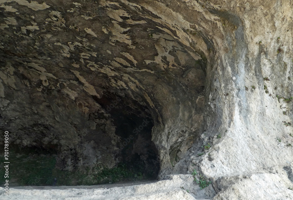 caves dug inside the mountain used in the prehistoric era by primitive ...