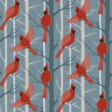 Red Cardinal Seamless Pattern Free Stock Photo - Public Domain Pictures