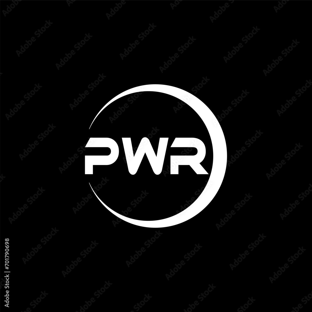 PWR letter logo design with black background in illustrator, cube logo ...