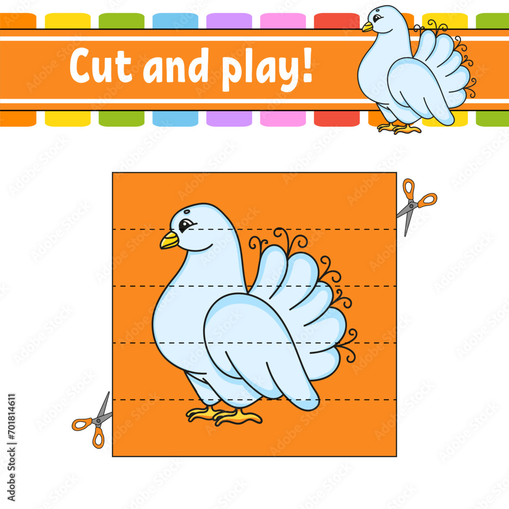 Cut and play. Logic puzzle for kids. Education developing worksheet ...